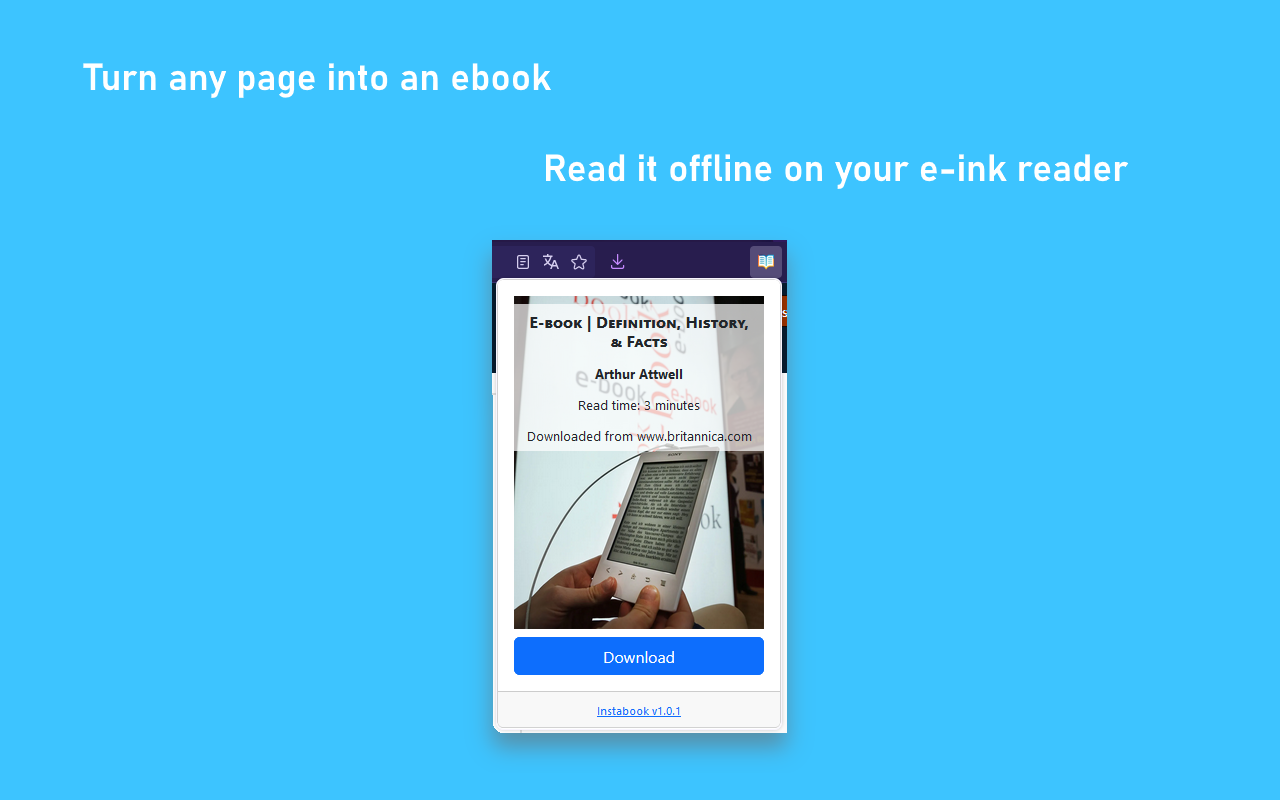 Instabook - Create an eBook from any page instantly and beautifully